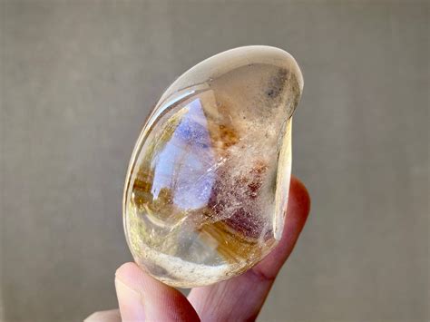Quartz Crystal Dome With Orange Hematite Inclusions Water Clear Quartz