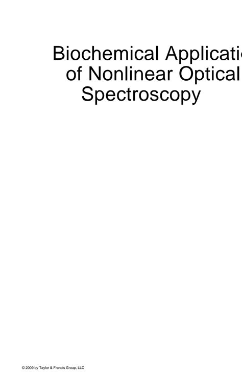 Solution Biochemical Applications Of Nonlinear Optical Spectroscopy