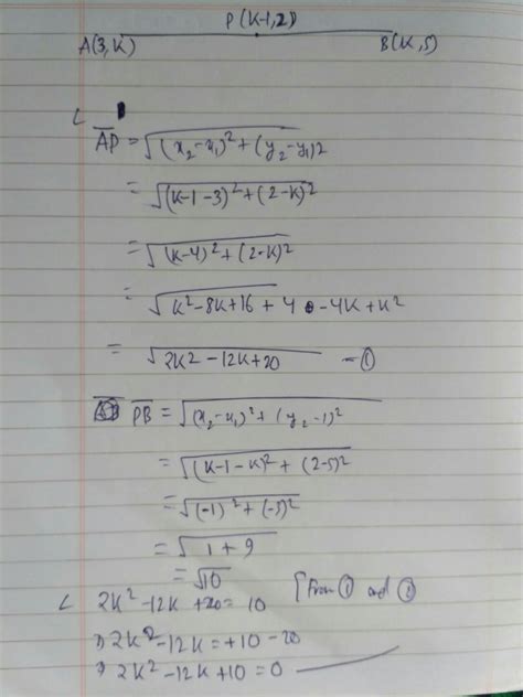 If The Point P K Is Equidistant From The Points A K And B K Find The Value Of