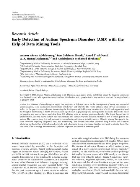 Pdf Early Detection Of Autism Spectrum Disorders Asd With The Help Of Data Mining Tools