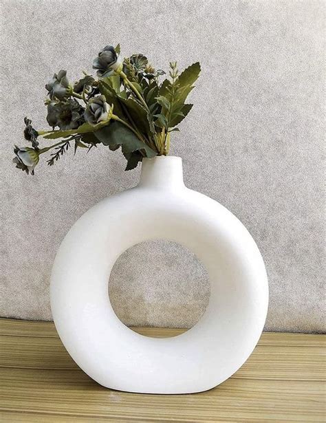 🌿sphinx Ceramic Donut Shape Vase Modern Minimalist Statement Decor