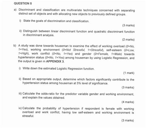 Solved A Discriminant And Classification Are Multivariate