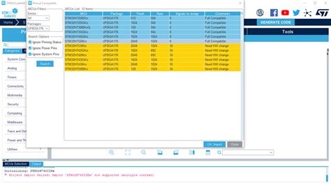 Solved Stm32cubemx Import Pin Compatible Stm32h7 Stmicroelectronics Community