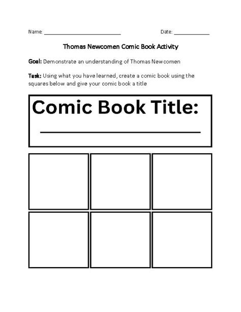 Thomas Newcomen Comic Book Activity By Jwood Education Tpt