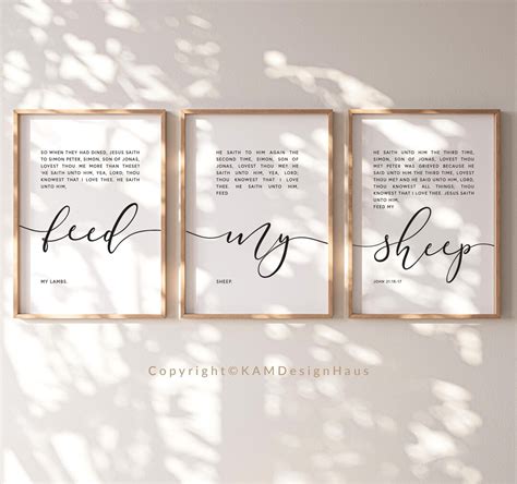 John 21 15 17 Kjv Feed My Sheep Bible Verse Wall Art Set Of 3 Bible