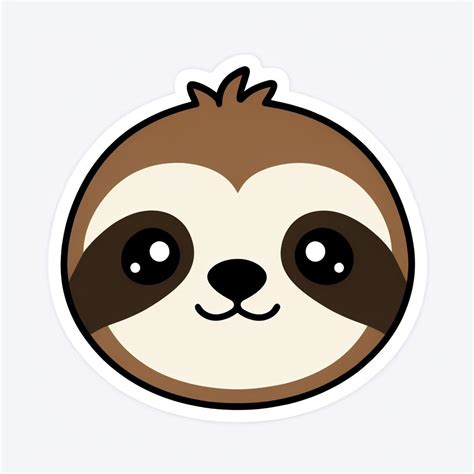 Cute Cartoon Sloth Face Illustration Sticker Playground