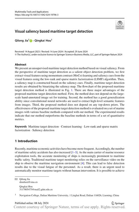 Visual Saliency Based Maritime Target Detection