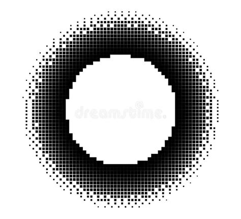 Abstract Pixel Circle Banner Design With Halftone Effect Stock Vector