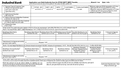 Bankneftforms Indusind Bank Neft Rtgs Form