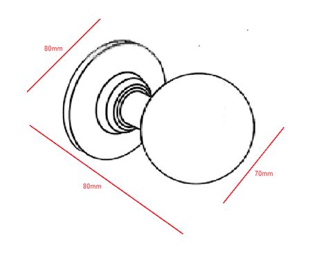 Brass Fixed Door Knob Polish Brass 70mm1214