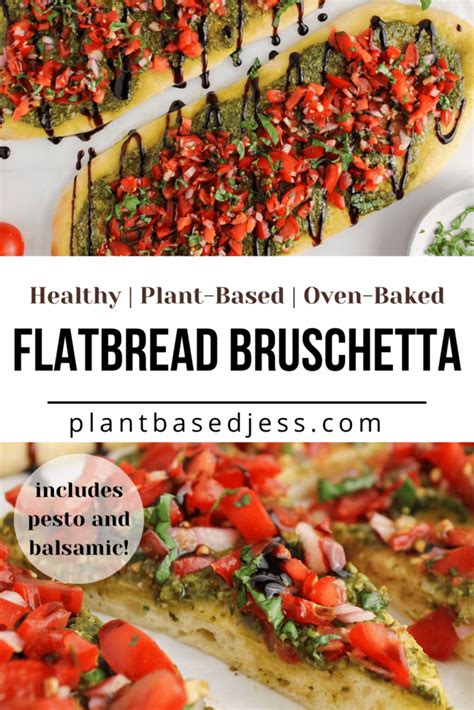Flatbread Bruschetta With Pesto And Balsamic Glaze Plant Based Jess