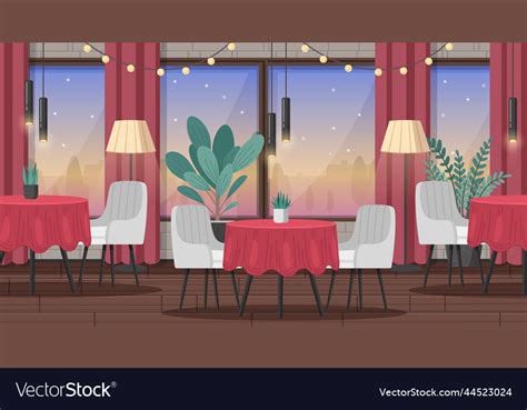 Restaurant Interior Cartoon Royalty Free Vector Image