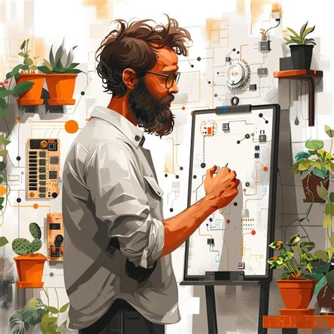 Software Developer Machine Learning Engineer Illustration Premium Ai