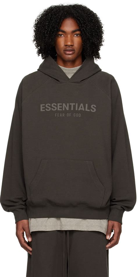 Essentials Gray Raglan Hoodie Ssense Uk