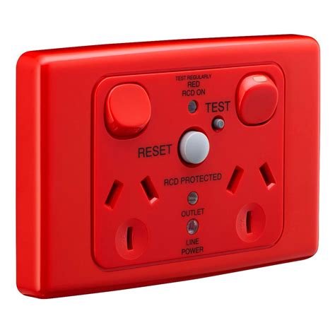 Medilec Dbl Gpo Rcd Prot 10a 10ma Red Medilec Switches And Sockets