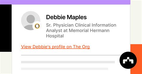 Debbie Maples Sr Physician Clinical Information Analyst At Memorial Hermann Hospital The Org