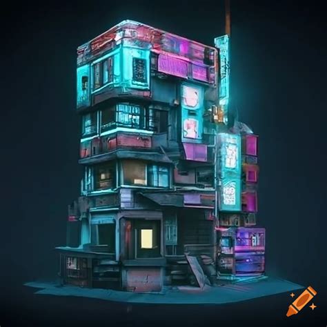 Cyberpunk Dystopian Housing Unit Japanese Themed