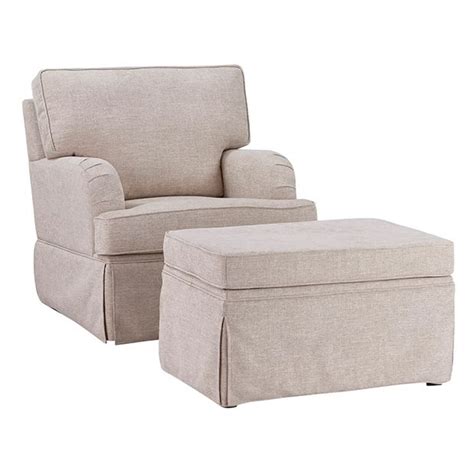 Simply Neutral Farmhouse Swivel Rocker Accent Chair And Ottoman