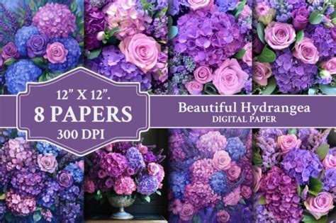 Beautiful Hydrangea Digital Paper Graphic By Art Zone · Creative Fabrica