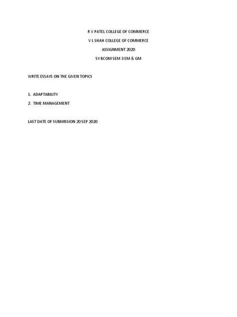 Assignment Sy Bcom Sem 3 Em And Gm 2020 Pdf Pdf