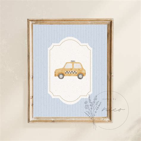 Vintage Inspired Taxi Cab Wall Art Digital Download Nursery Art