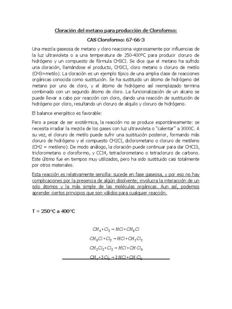 Cloroformo Pdf Cloroformo Cloro