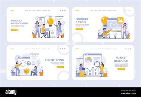 Product Development Web Or Landing Page Set From Concept To Launch A Vibrant Depiction Of