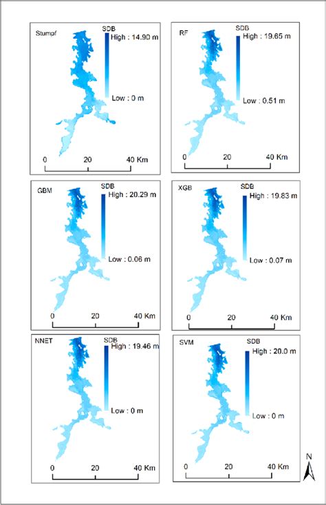 Bathymetric Maps Sdb Generated Using Different Algorithms Stumpf