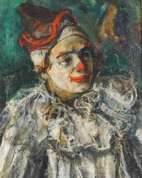 20th C Portrait Of A Clown In The Manner Of Ruth Gikow Ukrainian