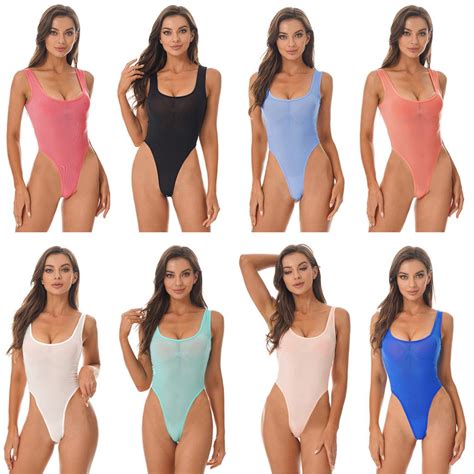 Cheap Womens One Piece High Cut Thongs Open Crotch Leotard Bodysuit
