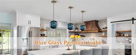 Kco Lighting Modern Large Globe Pendant Light 1 Light Single Blue Glass
