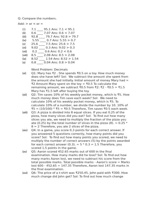 Word Problem Decimal Pdf Elementary Mathematics Mathematical Notation