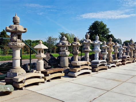 Fire Lanterns Japanese Stone Garden Traditional Japanese Stone
