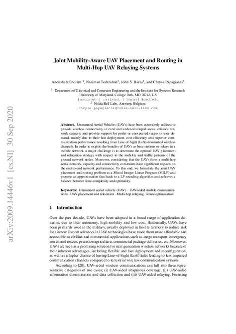 Pdf Joint Mobility Aware Uav Placement And Routing In Multi Hop Uav