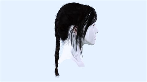 Realistic Hair French Braid 3d Model By Khaloui