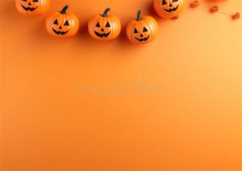 Spooky Halloween Decorations On Orange Background Ai Generated Stock