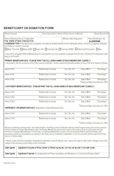 Free 25 Life Insurance Beneficiary Forms Download How To Create