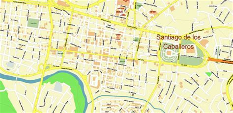 Santiago De Los Caballeros Moca Rep Dominicana Vector Map Relief