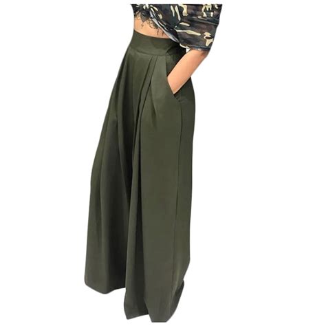 Jwzuy Womens Wide Leg Pants Straight Trouser Elastic High Waist Full
