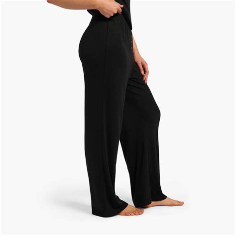 Heart Pointelle Pajama Wide Leg Pant Black Nuuds
