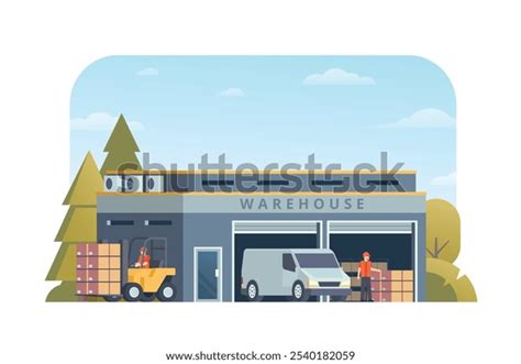 Warehouse Building Vector Illustration Flat Style Stock Vector Royalty