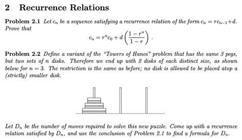 solved 2 recurrence relations problem 2 1 let cn be a