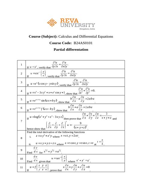 Unit 2 Qb Partial Differentiation Pdf Functions And Mappings