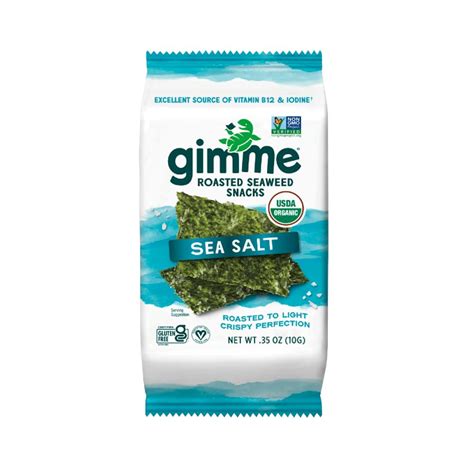 Gimme Seaweed Organic Premium Roasted Seaweed Snacks Sea Salt 10g