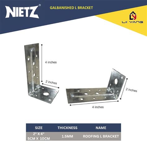 Roofing L Bracket 2 X 4 L Bracket Besi Bumbung Truss L Bracket Besi Atap Galvanized 5cm X 10cm