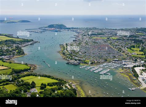 Falmouth Town And Harbour In Summer Cornwall United Kingdom Stock