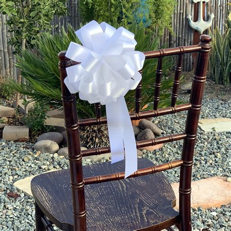 White Pull Bows With Tails 8 Wide Set Of 6 Etsy