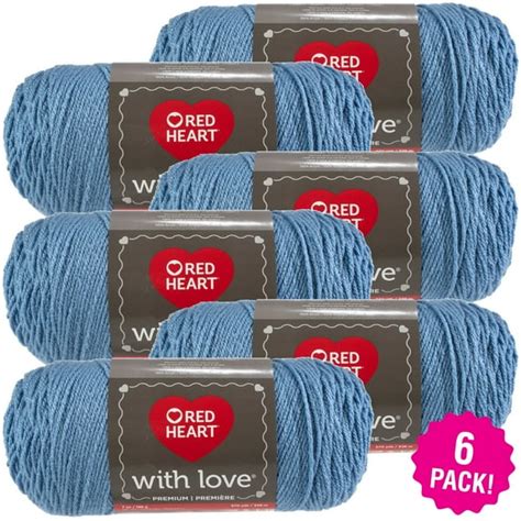 Red Heart Multipack Of 6 With Love Yarn Bluebell 100 Acrylic