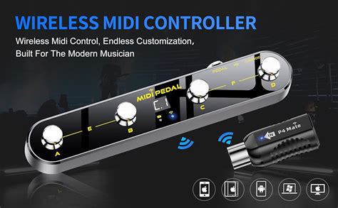 Wireless Midi Foot Controller Pedal With Midi Receiver