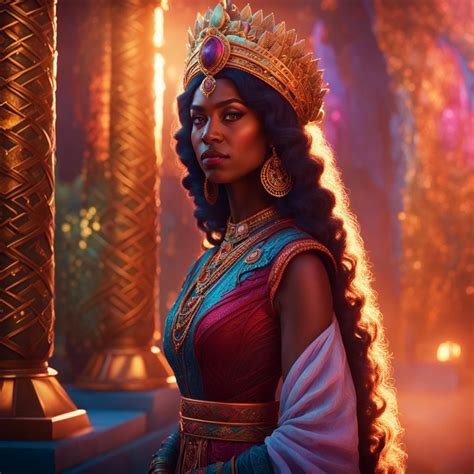 Queen Vashti From The Bible Regal Hyperrealistic Portrait